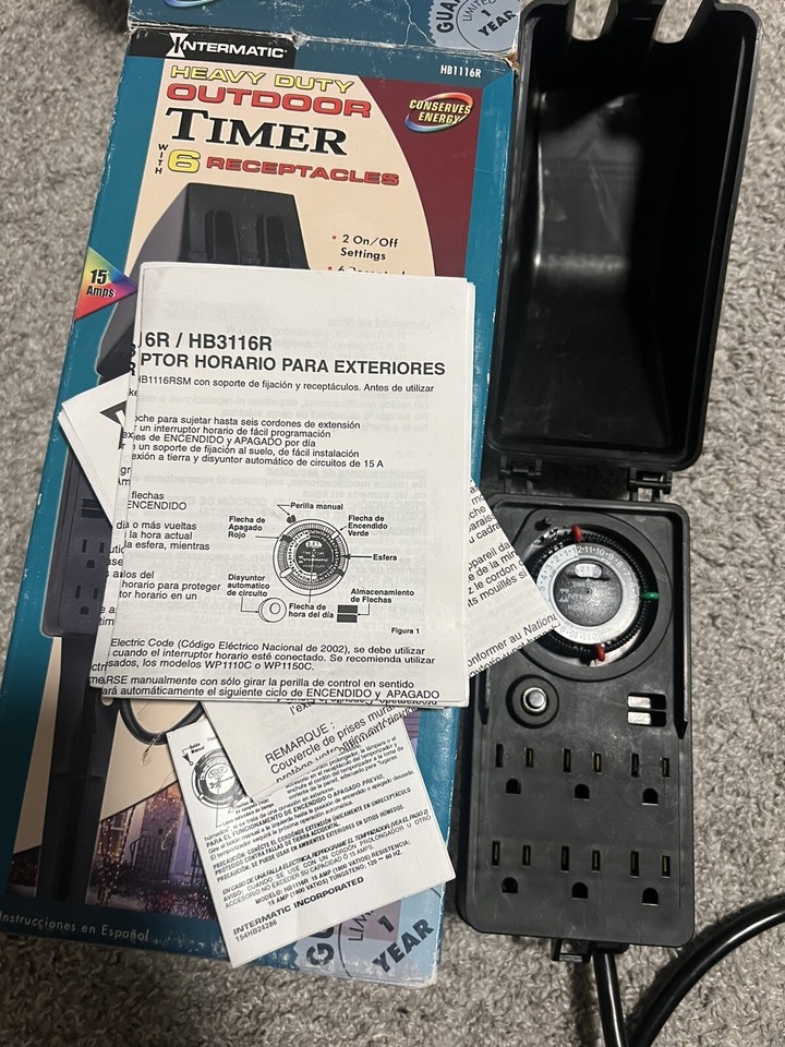 Intermatic Heavy Duty Outdoor Timer With 6 Receptacles Conserves Energy ...