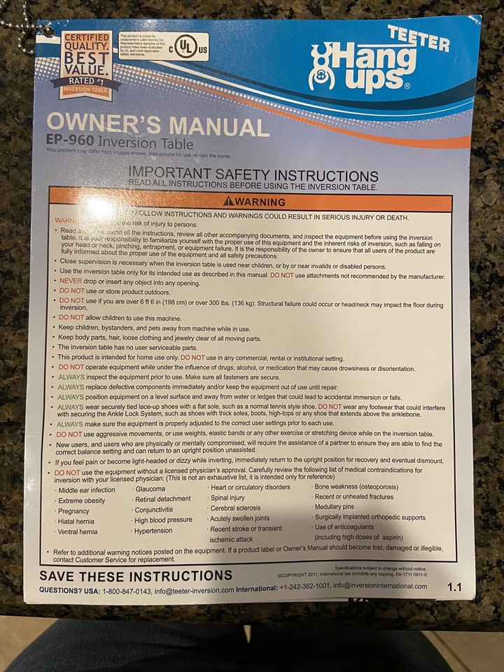 Teeter Hang Ups EP-960 Inversion Table with Back Pain Relief | eBay