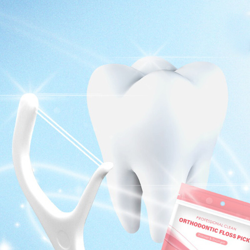 100pcs Dental Floss Toothpicks Orthodontic Double Floss Stick Tooth ...