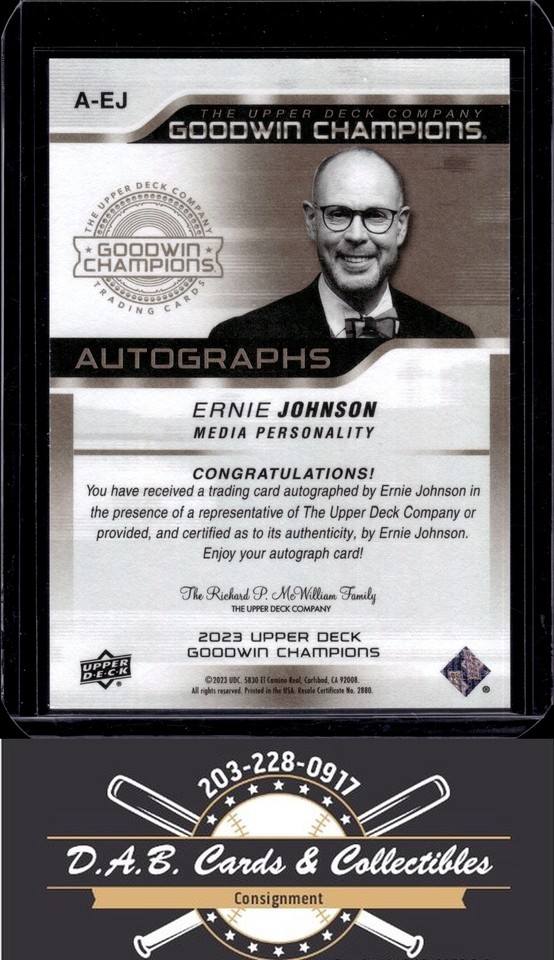 2023 Upper Deck Goodwin Champions #A-EJ Ernie Johnson Autographs Auto ...