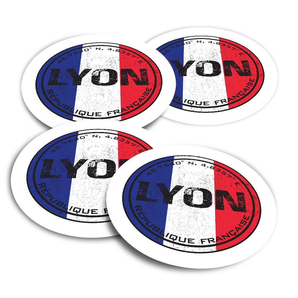4x Vinyl Stickers Lyon France Flag Circle #59418 | eBay