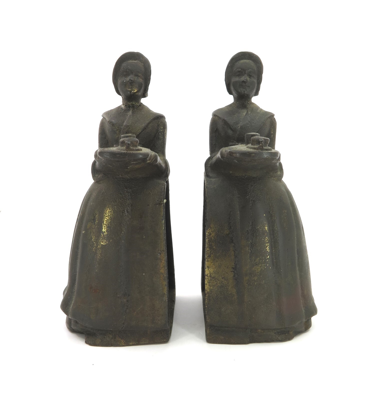 Antique Walter Baker Cast Iron Baker's Chocolate Lady Bookends ...