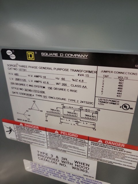 Square D EE15T3H 15kVA Transformer Dry - Brown for sale online | eBay