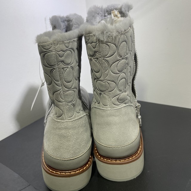 Coach Isa Monogram Suede Faux Fur Lined Boot Black 7.5 for sale online ...