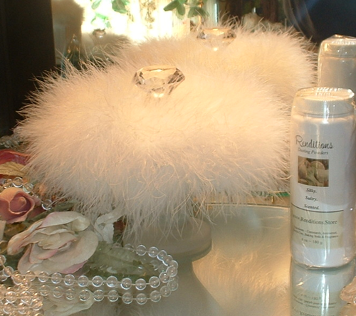 Magnolia & Green Tea ~ 6 oz Perfumed Dusting Powder Puff & Stand by ...