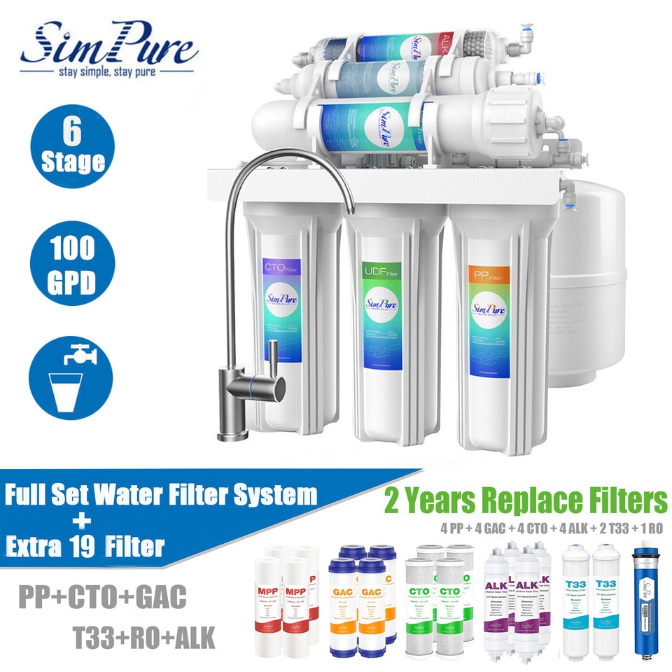 100GPD 6 Stage Alkaline RO Reverse Osmosis Drinking Water Filter System ...
