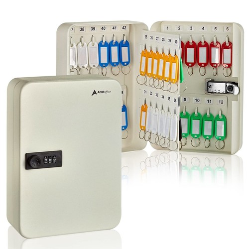 Key Lock Box – 48 Key Hooks Wall Mounted Key Cabinet Lock Box, Car Keys ...