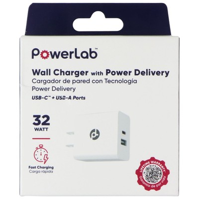 PowerLab 32W USB-C / USB-A Wall Charger with Power Delivery - White | eBay