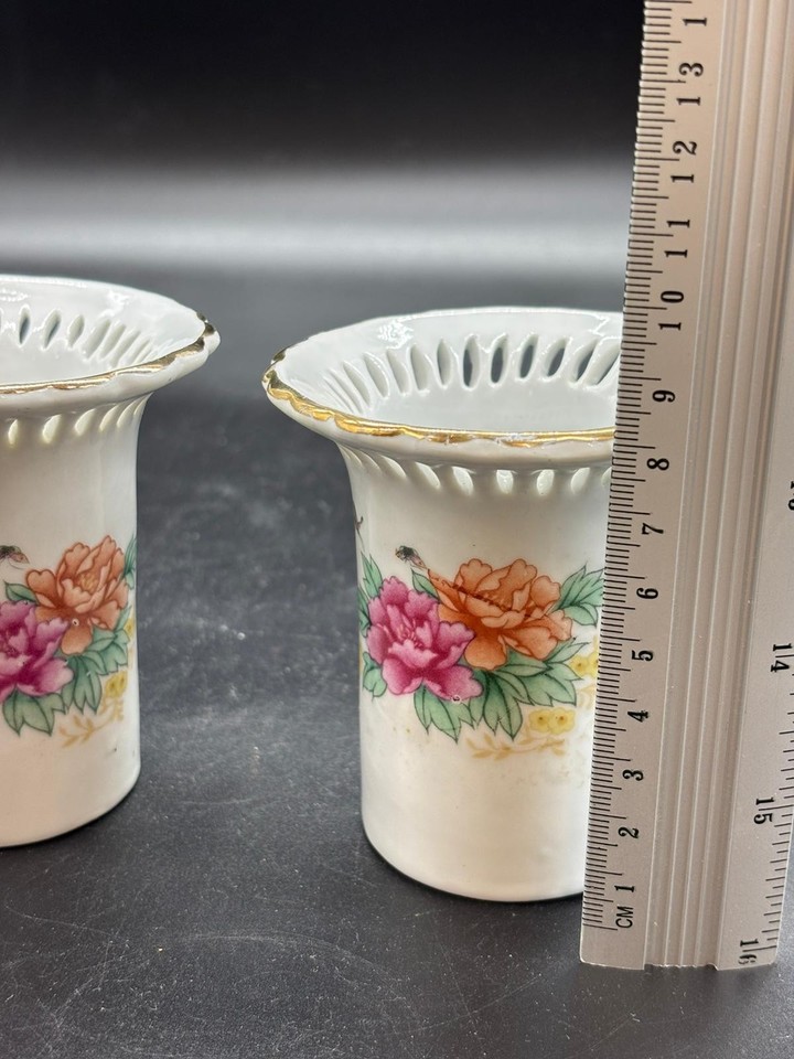 Pair of Chinese Famille Rose porcelain beaker-shaped vases | eBay UK