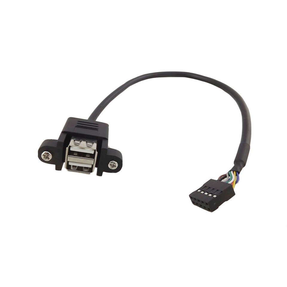 1x Dual USB 2.0 A Female Panel Mount To Motherboard 10 Pin Female ...