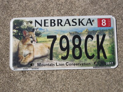 Nebraska Mountain Lion Conservation License Plate Wildlife NE 798CK | eBay