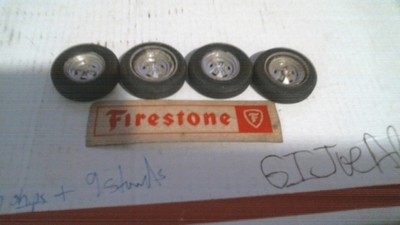 Vintage 4 - 1/25 scale model car tires and wheels, Firestone and ...