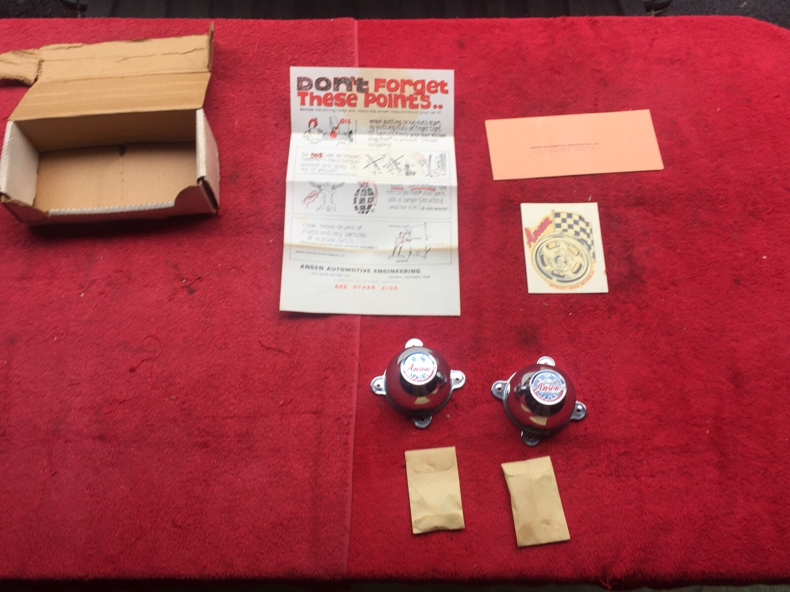 Vintage Ansen Sprint Mag Wheel Center Caps in Original Box Pair Hot Rod ...