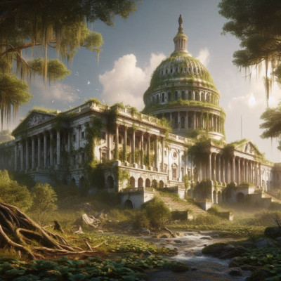 Post Apocalyptic American City Washington DC US Capitol in Ruins Poster ...