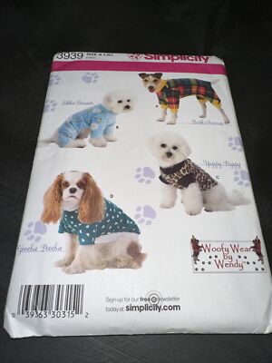 Simplicity Wooly Wear by Wendy Sewing Pattern 3939 Dog Clothes In 3 ...