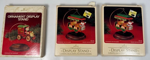 Lot of 3 Vintage Hallmark Christmas Ornament Display Stands with Wood ...
