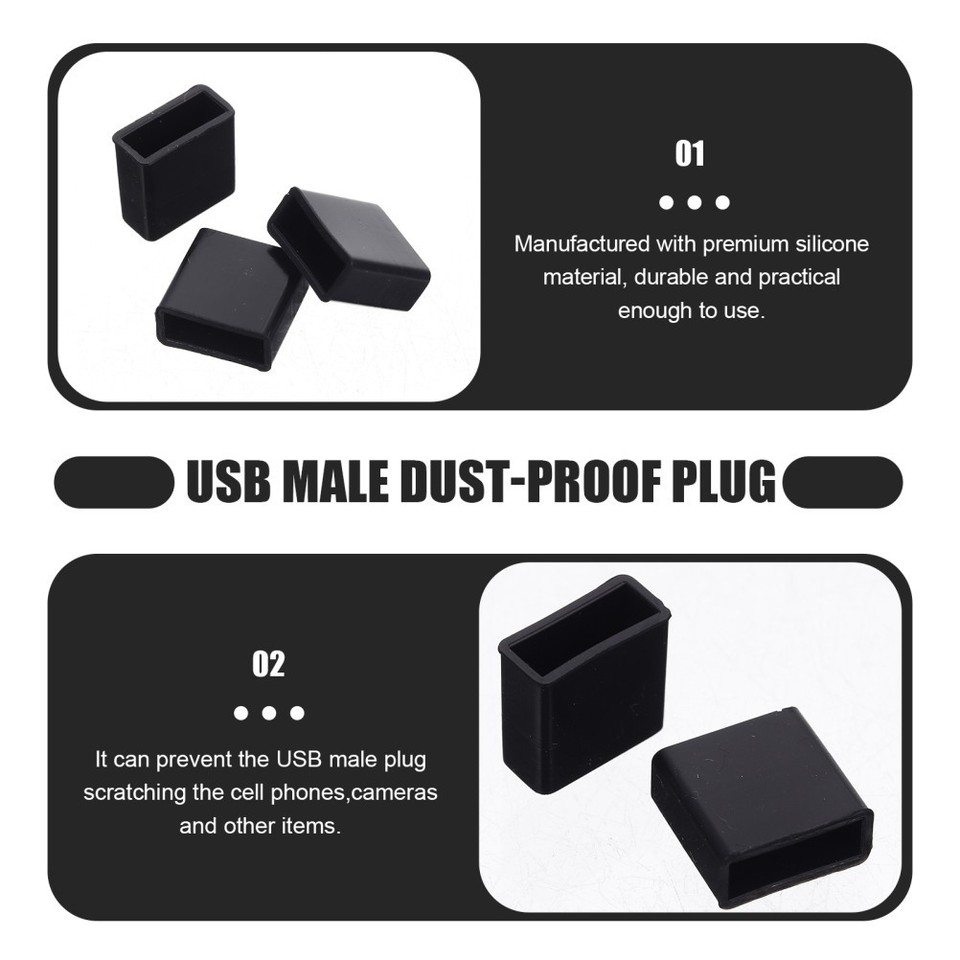 40 Pcs USB Male -proof Plug Shell Protector Caps Data Line Cable Cover ...