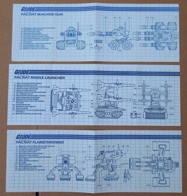 ALL 3 VINTAGE 1983 PAC RAT BLUEPRINTS MISSILE LAUNCHER FLAME THROWER ...
