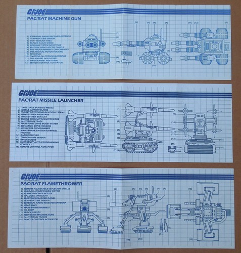 ALL 3 VINTAGE 1983 PAC RAT BLUEPRINTS MISSILE LAUNCHER FLAME THROWER ...