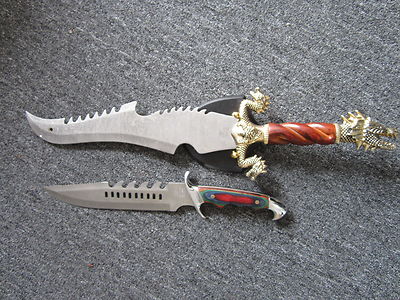 Set of 2: Jim Frost dragon head sword w/ wall mount and large wood ...