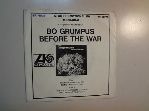 BO GRUMPUS (w/Pappalardi) Excerpts From LP Before The War-U.S. 7" Atco ...
