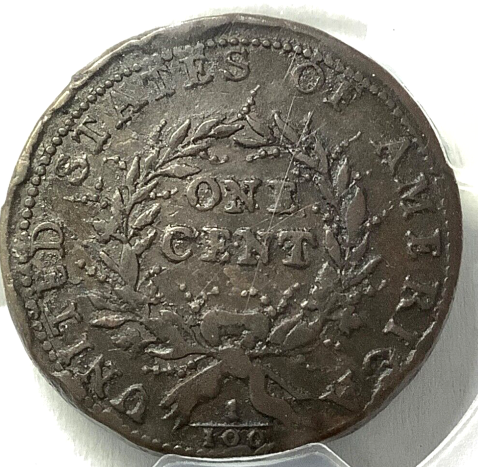 1793 Wreath Cent -Vine & Bars--PCGS XF Details, Struck Through! | eBay