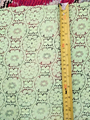 FUnky retro groovy green lace fabric material sewing 148x50" floral mid ...