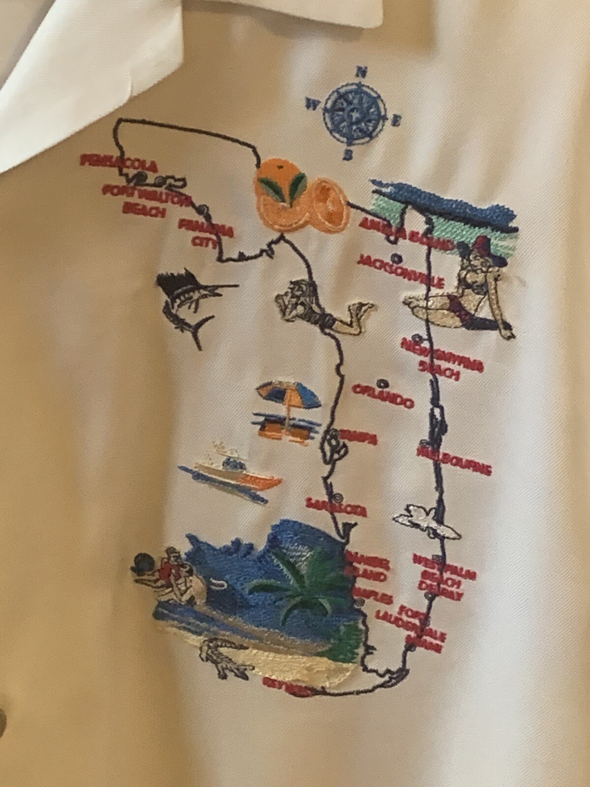Nat Nast Men's Florida Map Silk Shirt Size L - Gem