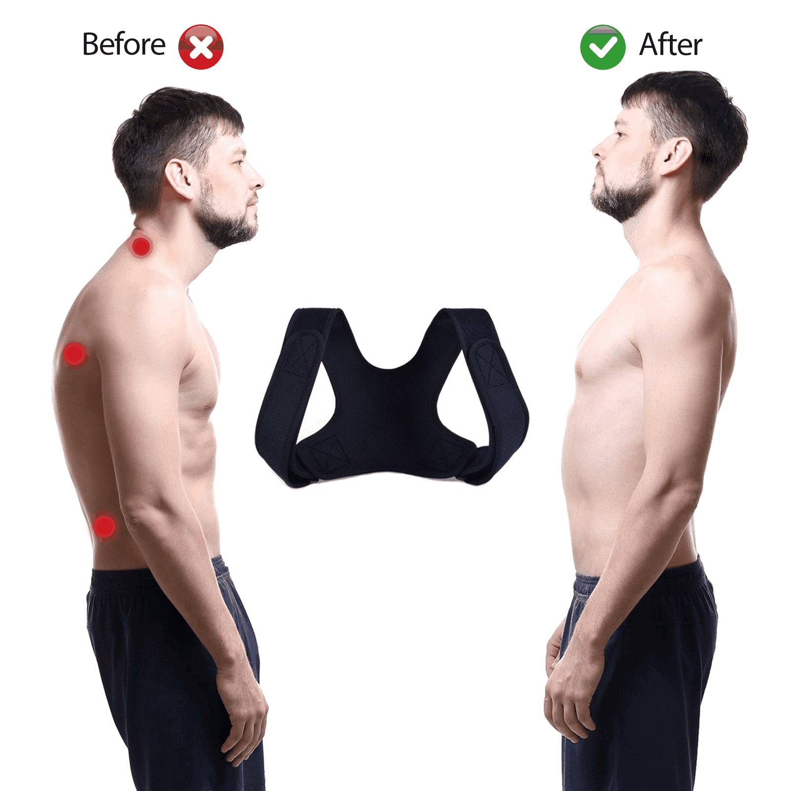 Posture Corrector Men Women Upper Back Pain Brace Clavicle Support ...