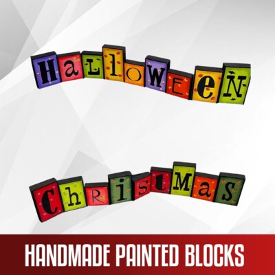 Decorative Christmas/Halloween Handmade Painted Wooden 2 Sided Table ...