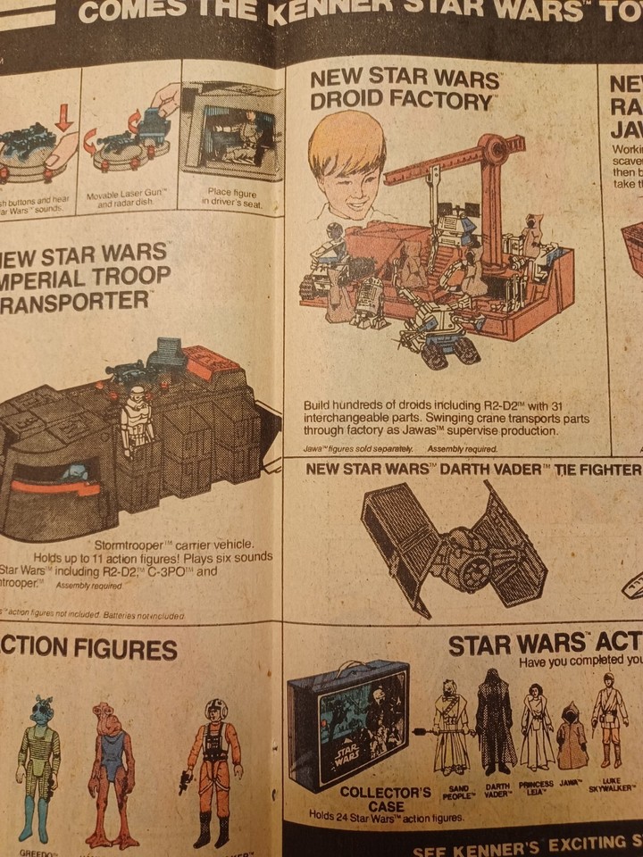 STAR WARS TOY AD VINTAGE 1979 DEATH STAR DROID FACTORY JAWA SANDCRAWLER ...