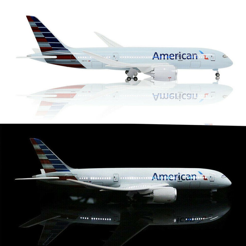 18" Boeing 787 Diecast Airplane Model American Airlines W/ LED Light ...