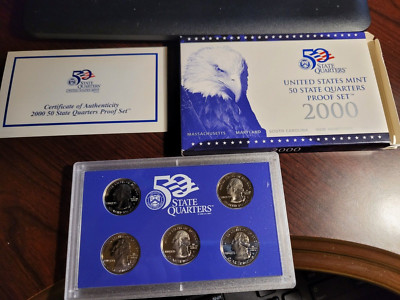 2000 US MINT CLAD PROOF QUARTERS 5-COIN SET IN BOX W/COA | eBay