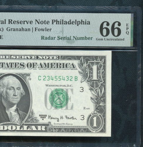 1963A FRN Philadelphia $1 dollar Fr# 1901-C PMG 66 EPQ Ladder Radar ...