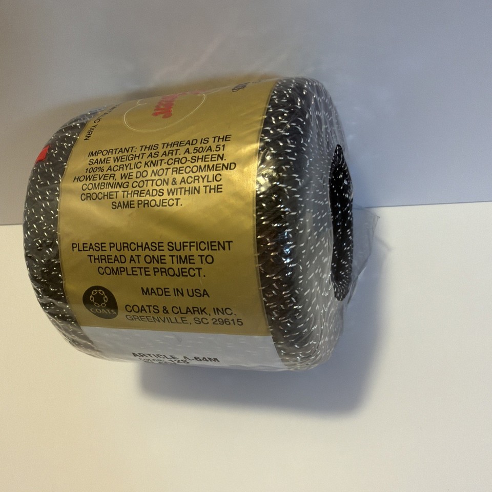 100 yards of Black J&P Coats Metallic Knit Cro-Sheen Craft Thread New A ...