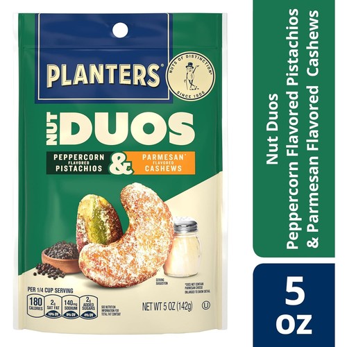 Planters Nut Duos Peppercorn Flavored Pistachios & Parmesan Flavored ...