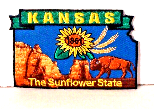 KANSAS STATE Travel Souvenir embroidered iron on patch 2&1/2 X 3&1/2 ...