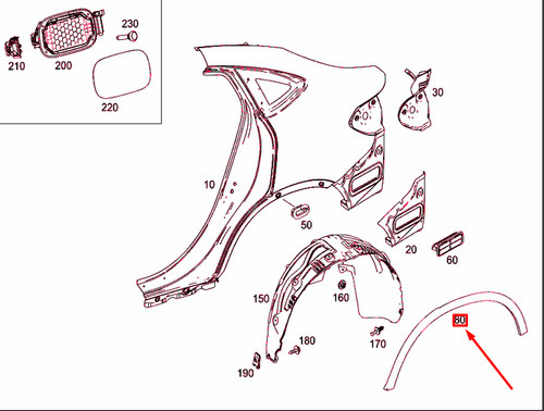 NEW MB GLC COUPE C253 REAR RIGHT FENDER COVER TRIM A2538851401 OEM NO🇺🇸 ...