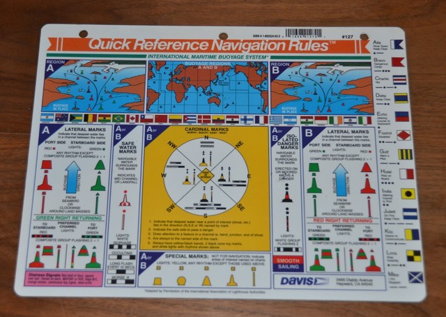 DAVIS Quick Reference Navigation Rules Card 127 international boating ...