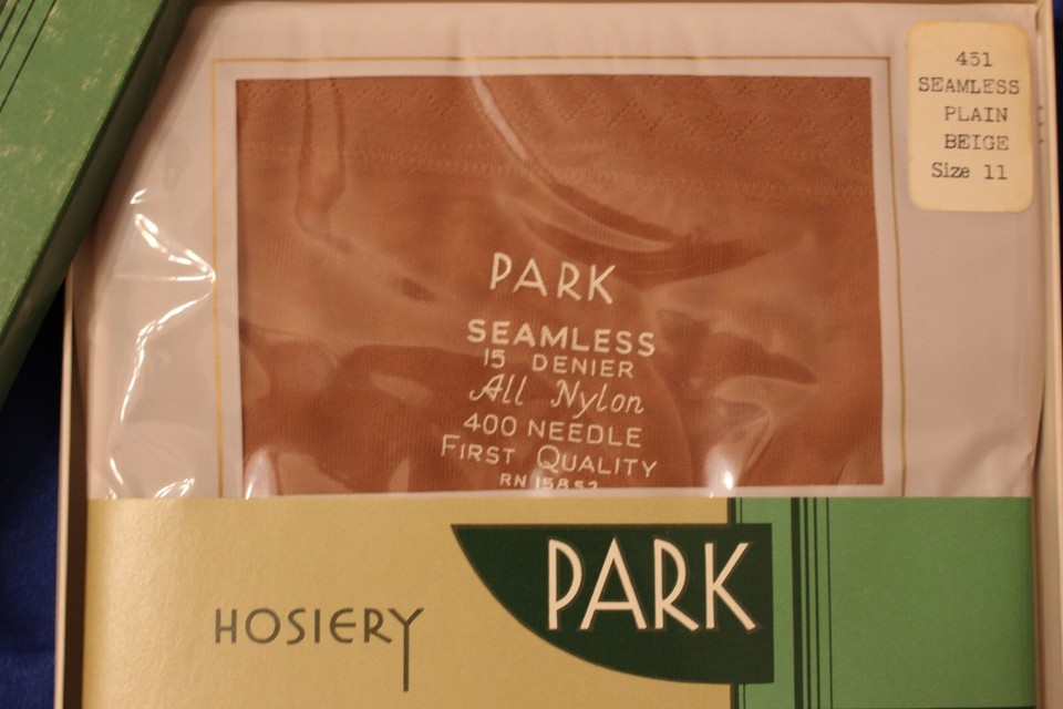 3 PR NIB Vintage PARK HOSIERY Beige Flat Knit Nylon Stockings RHT Size ...