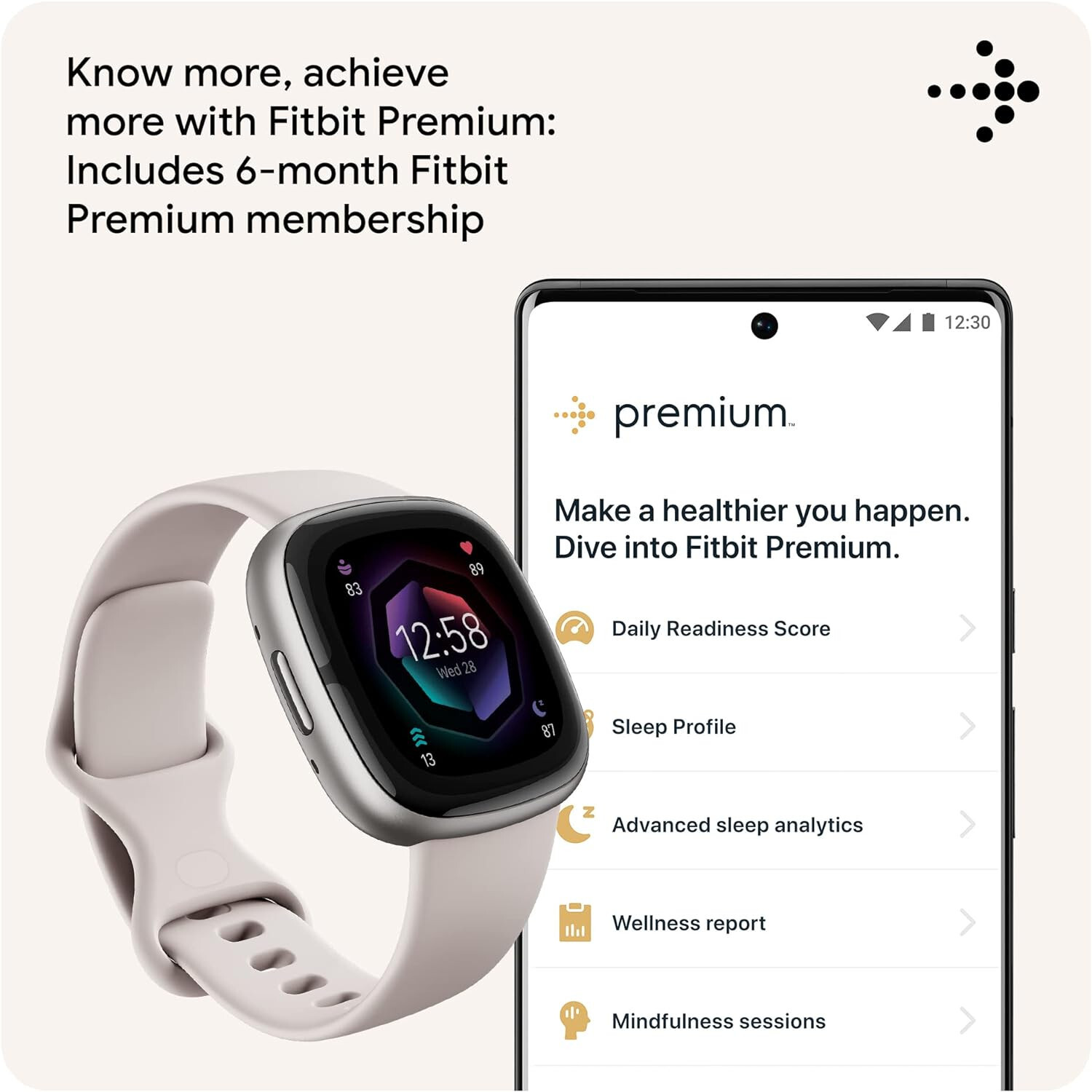 Fitbit Sense 2 Activity Tracker - Lunar White/Platinum Aluminum for ...