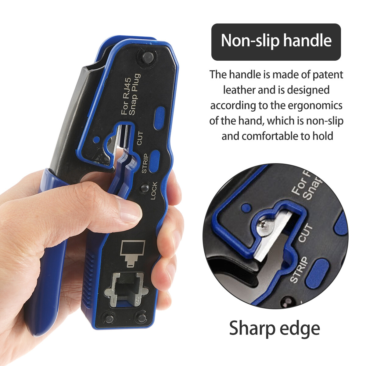 RJ45 Crimp Tool Kit 8P Pass Through Crimping Tool Crimper Cat 5 6 7 ...