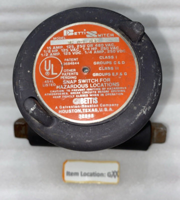 G H Bettis 3R 021 AFC Betti Switch, 15AMP 125, 250 or 480VAC Snap ...