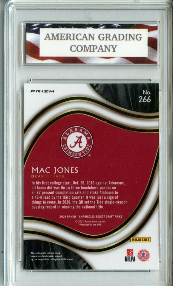 2021 Panini Select Prizm #266 Mac Jones Rookie Card AGC 10 Gem Mint | eBay