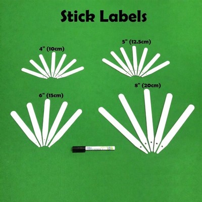 Seed Plant Labels 4" 5" 6" 8" White Plastic Stick In Tray Garden Marker ...