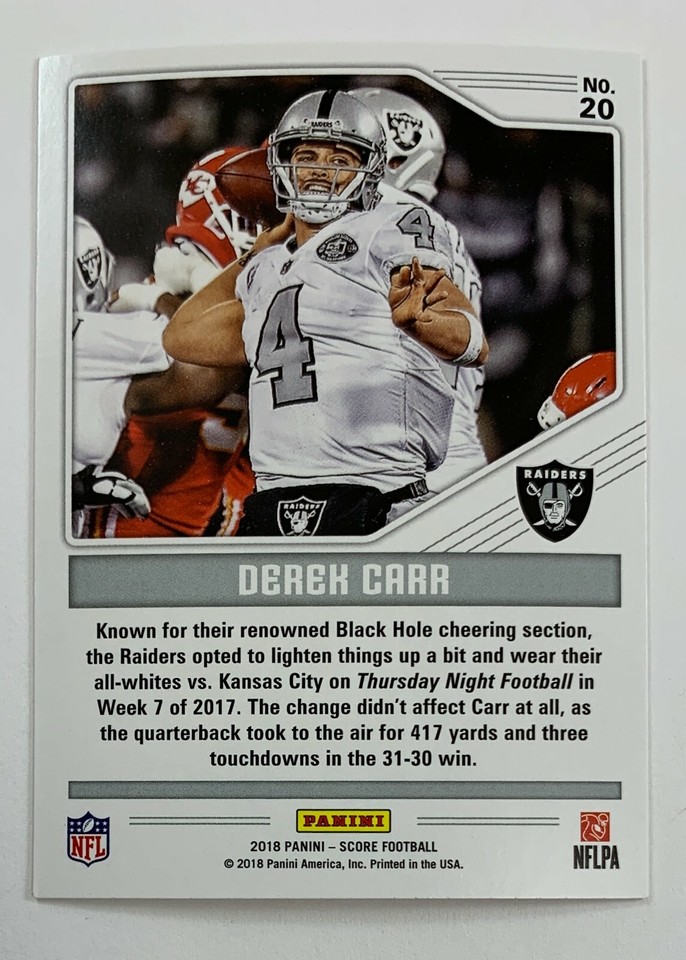 2018 Panini Score Derek Carr Color Rush Card MC1 | eBay