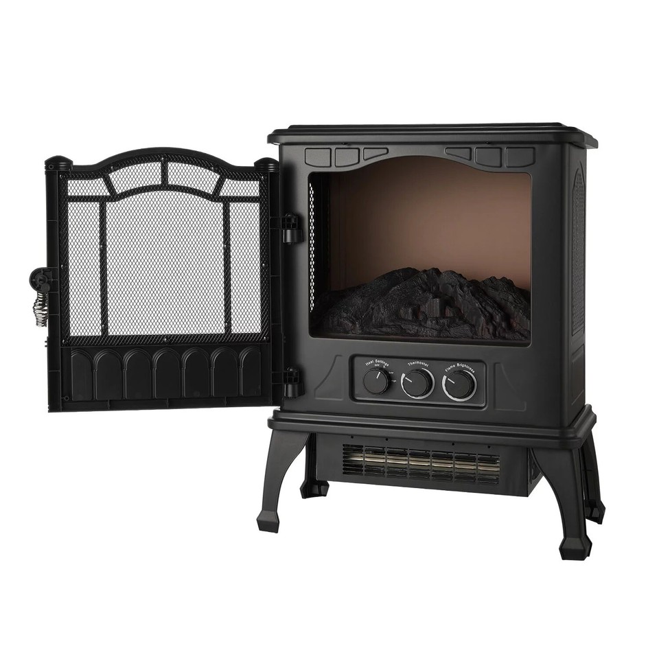 Mainstays SHAG-G24F Black 1500w 2-Setting 3D Electric Stove Heater with ...