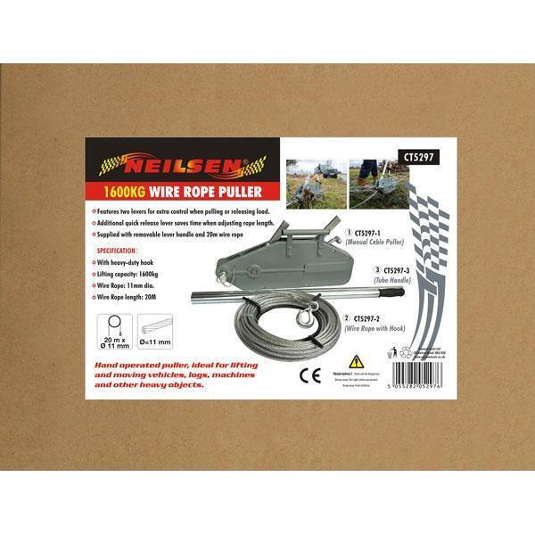 Wire Rope puller / Turfer winch 1600Kg Hand operated Puller CT5297 ...