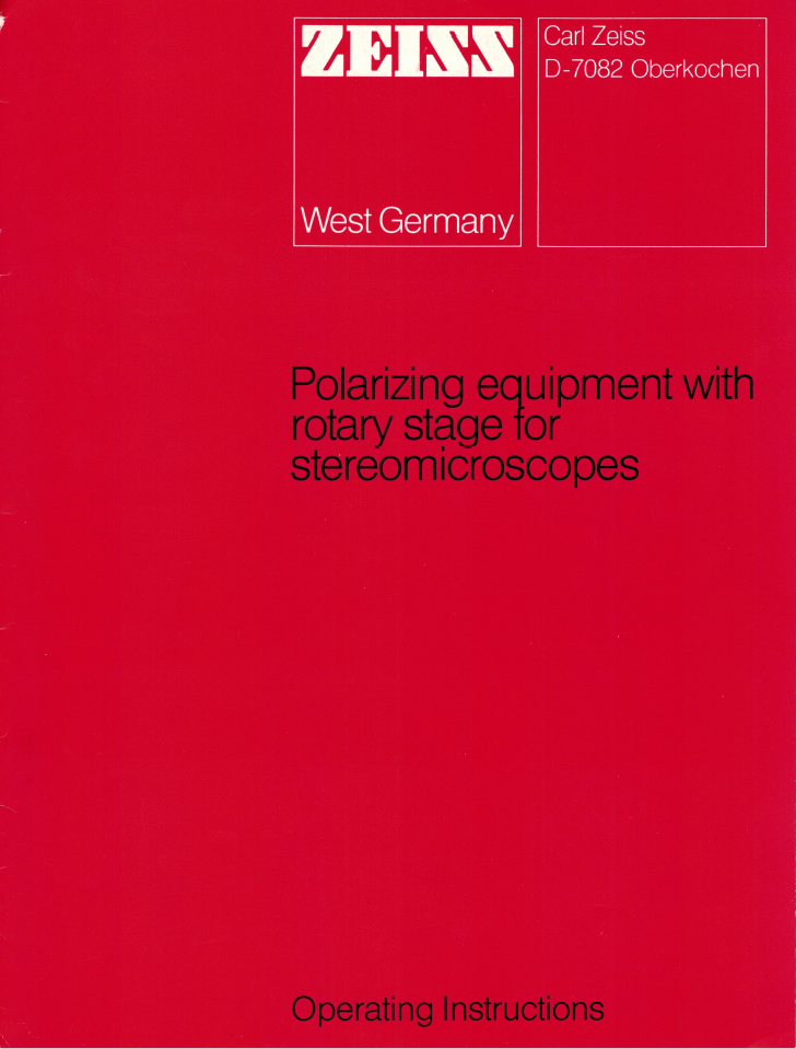 Zeiss Microscope Polarizing Equipment, Rotary Stage for Stereo ...