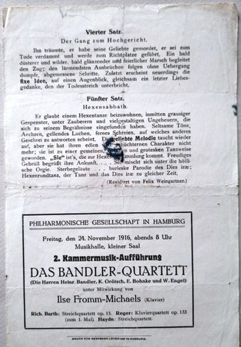 German Quartet, violin Heinrich Bandler, Emil Bohnke, piano Ilse Fromm ...